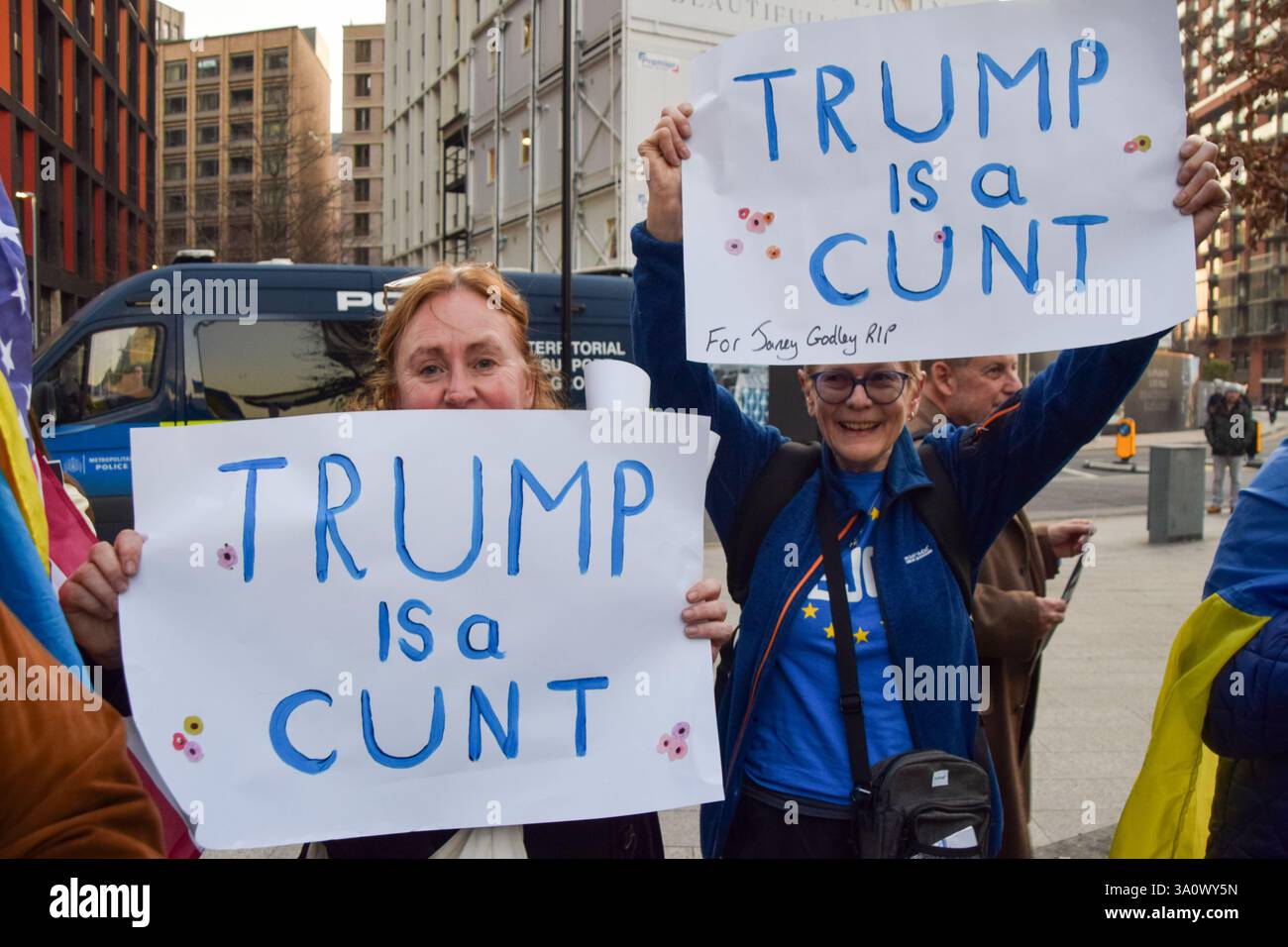 March 5, 2025, London, England, UK: Protesters make their feelings ...
