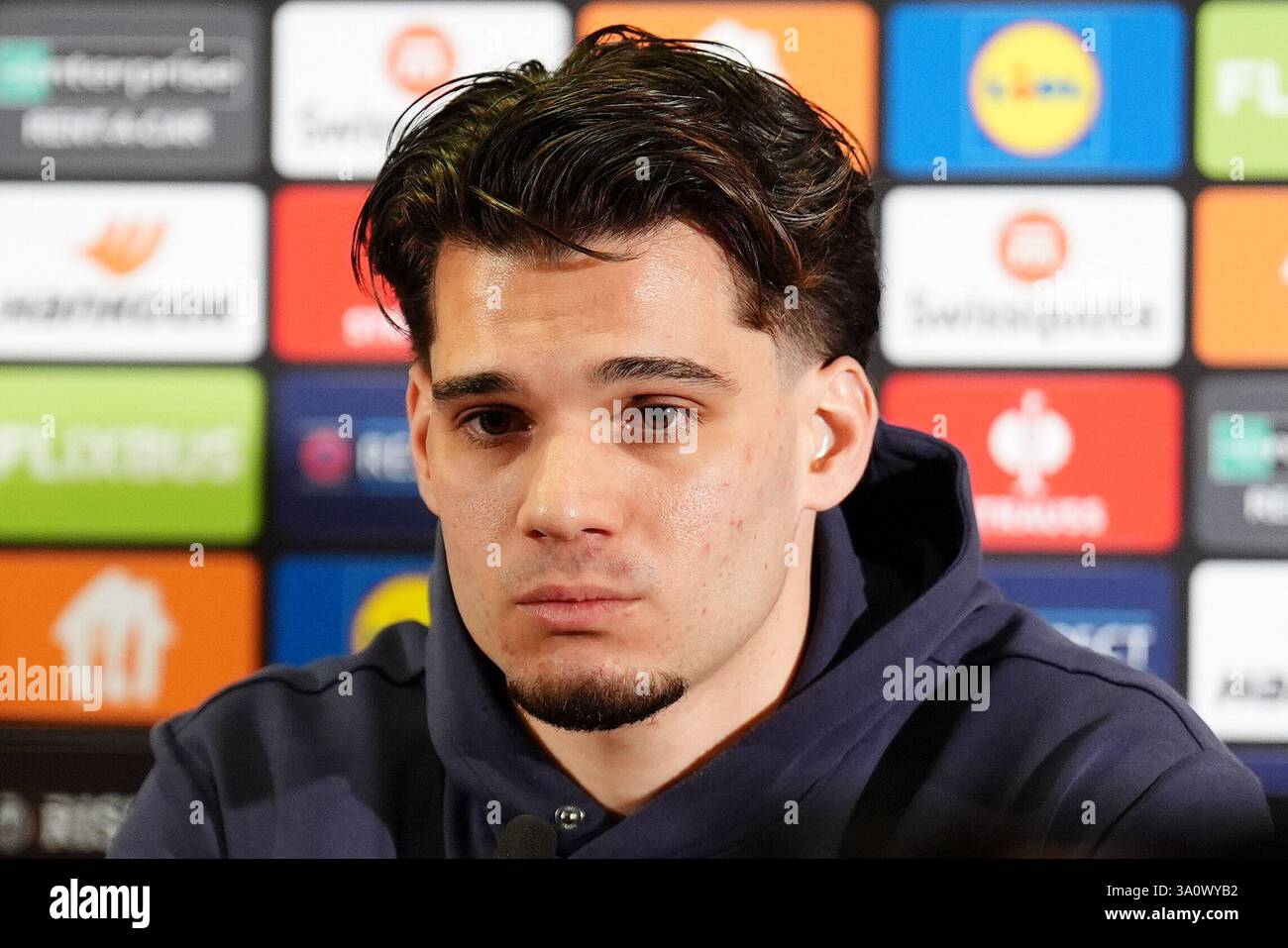 Rangers' Ianis Hagi during a press conference at the Ulker Stadium ...