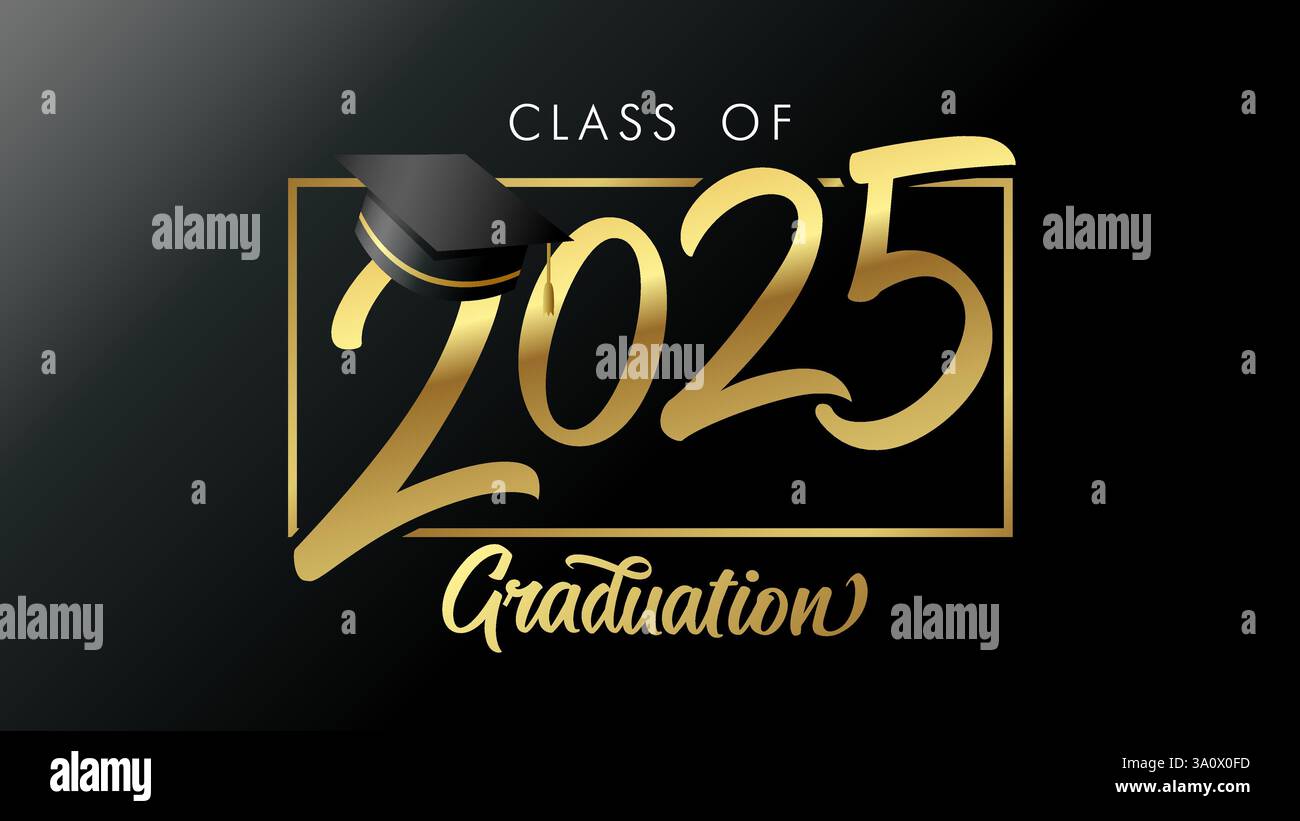 Class of 2025, Congratulation golden luxury calligraphy web slide ...