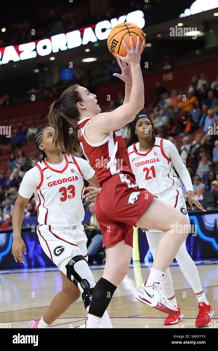 GREENVILLE, SC - MARCH 05: Arkansas Razorbacks guard Izzy Higginbottom ...