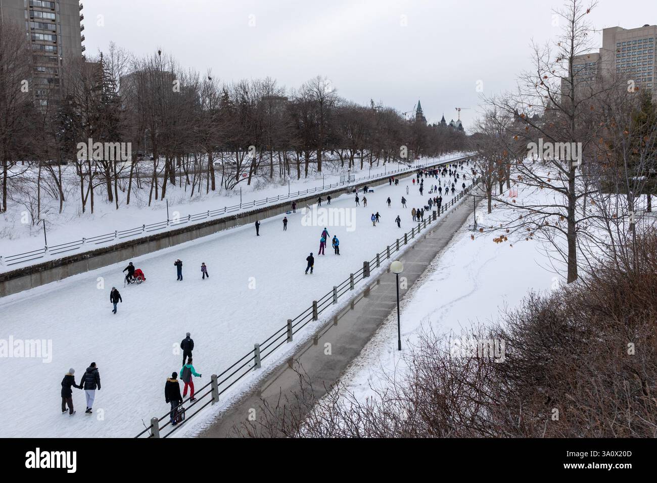 Ottawa, Canada - February 8, 2025: Rideau Canal ice skating rink in ...