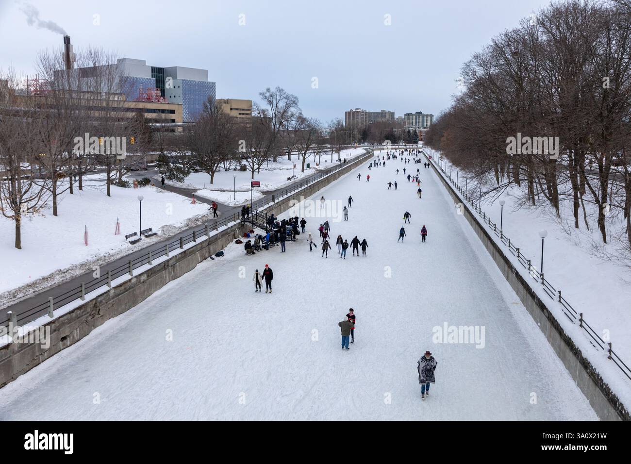 Ottawa, Canada - February 8, 2025: Rideau Canal ice skating rink in ...