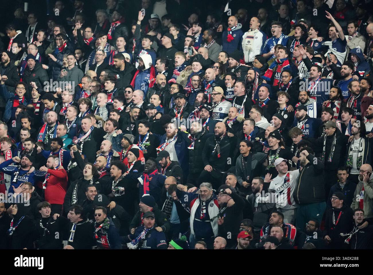 Paris Saint-Germain fans during the UEFA Champions League Round of 16 ...
