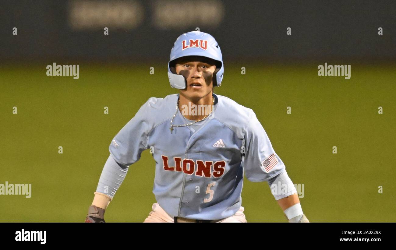 LMU's Cam Hassert (5) during an NCAA baseball game on Monday, Feb. 17 ...