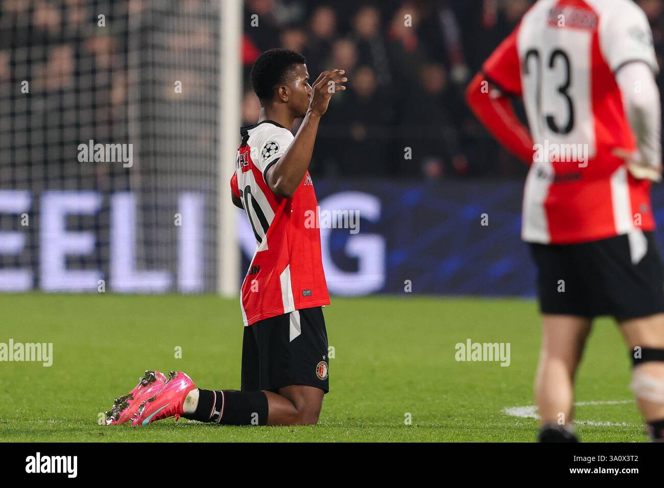 ROTTERDAM, NETHERLANDS - MARCH 5: Jeyland Mitchell of Feyenoord thanks ...