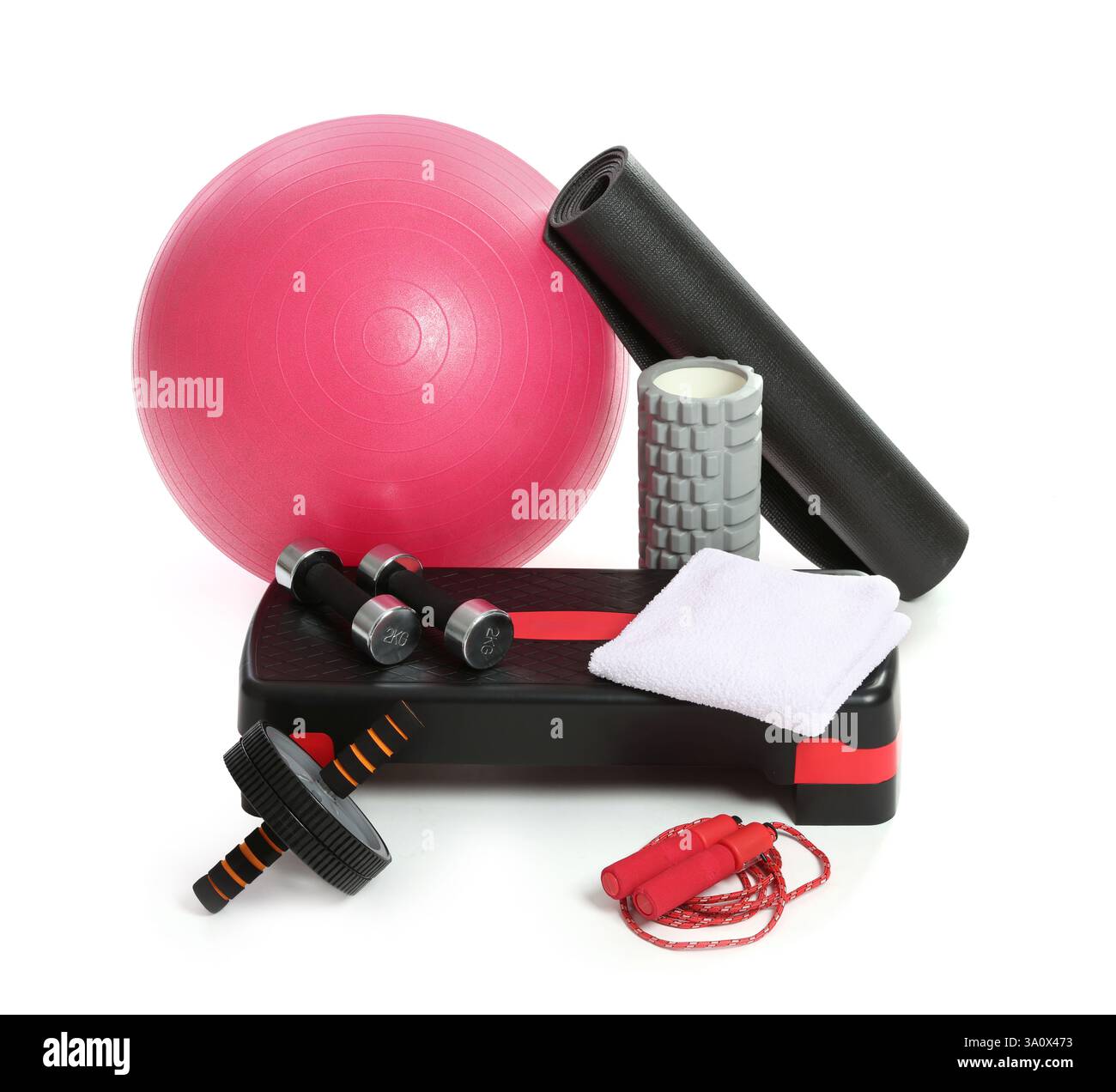 Many different fitness equipment isolated on white Stock Photo - Alamy