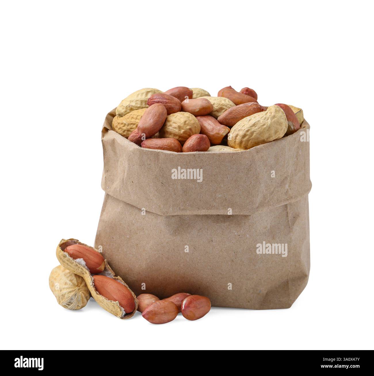 Fresh peanuts in paper bag isolated on white Stock Photo - Alamy