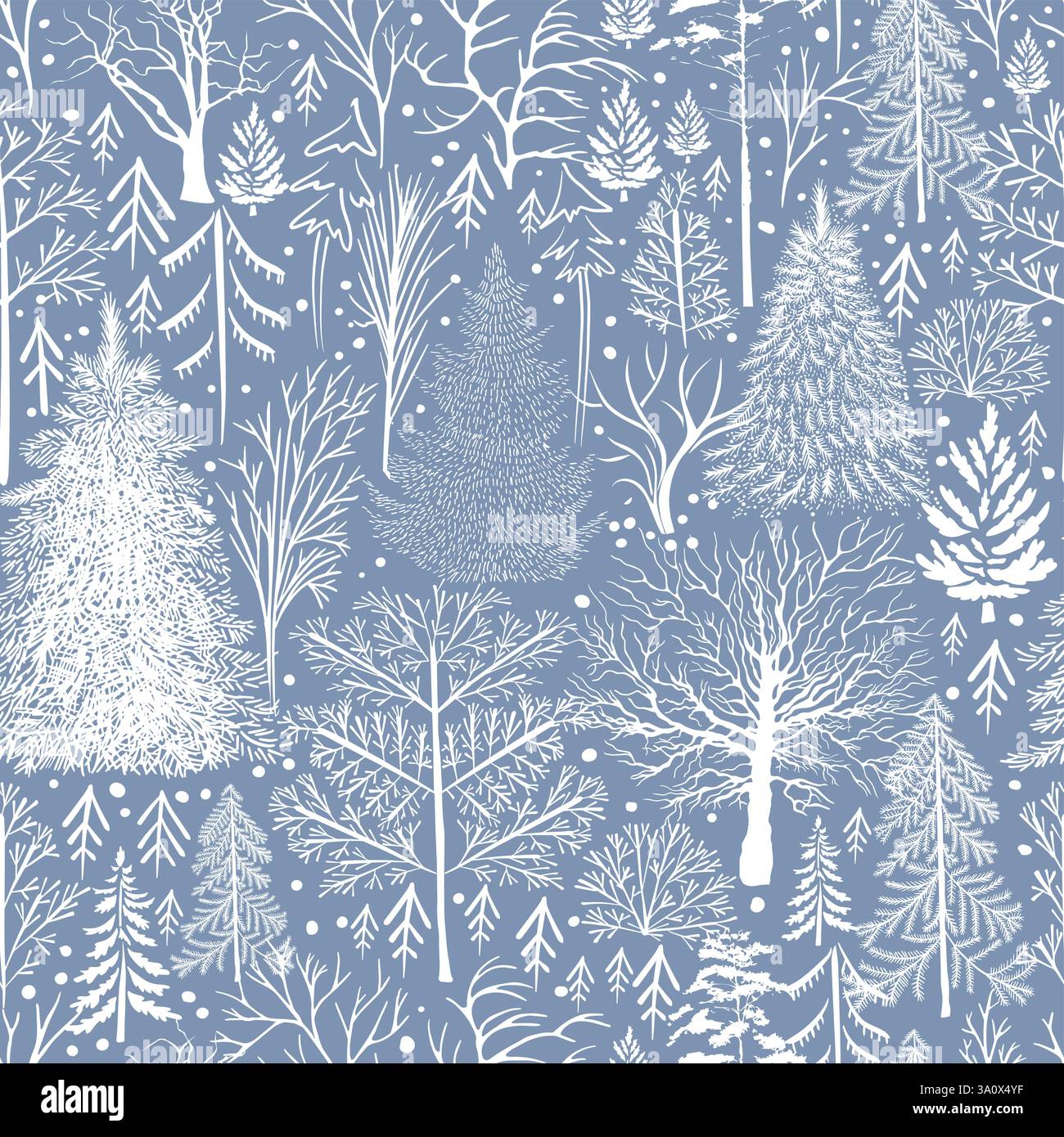 Seamless forest winter background. hand drawing. Not AI Vector ...