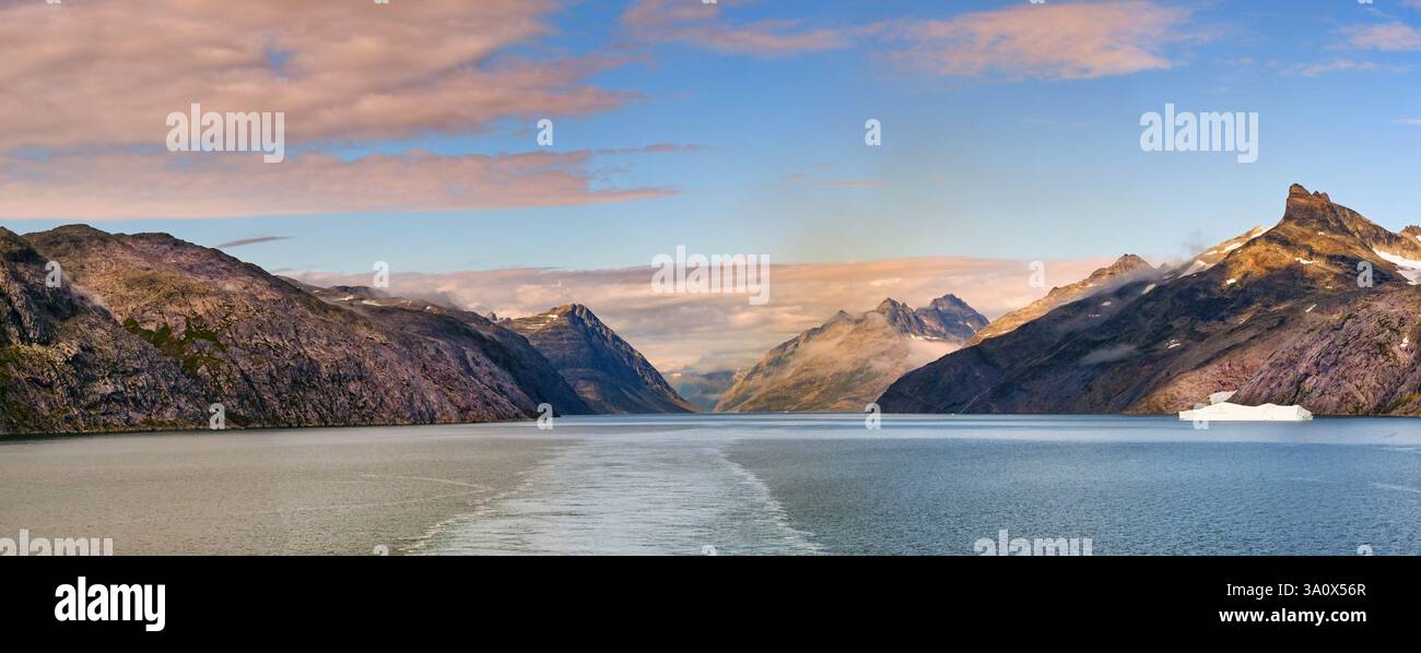 Atlantic Ocean, Greenland - 28 August 2024: Scenic landscape panoramic ...