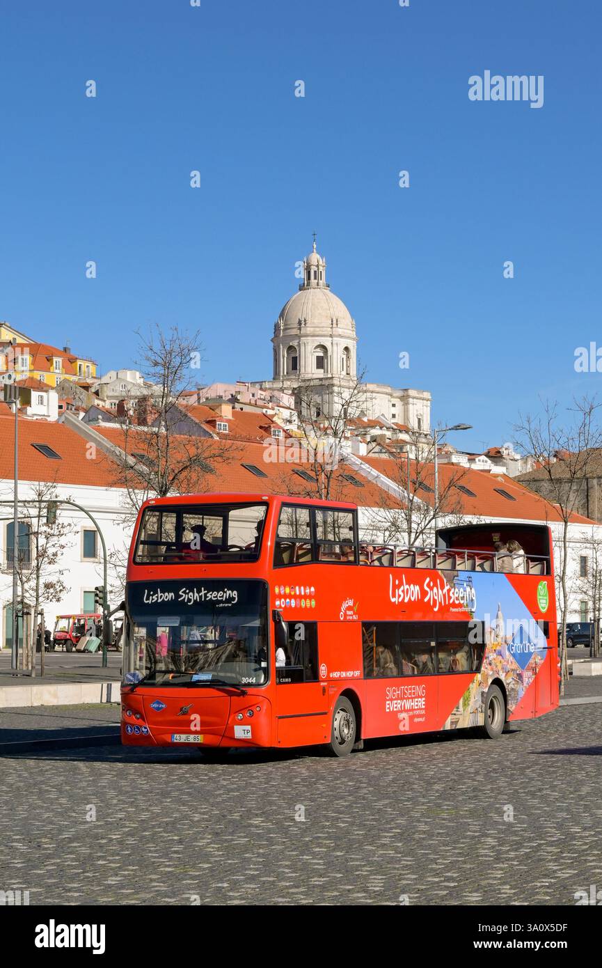 Lisbon, Portugal, Europe - 13 January 2025: Hop on hop off tourist bus ...
