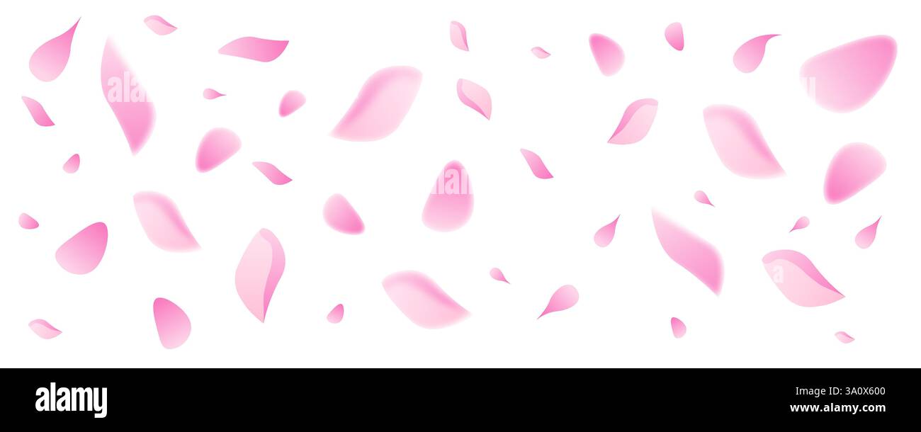 Spring sakura petals flying background. Blossom botanical vector ...