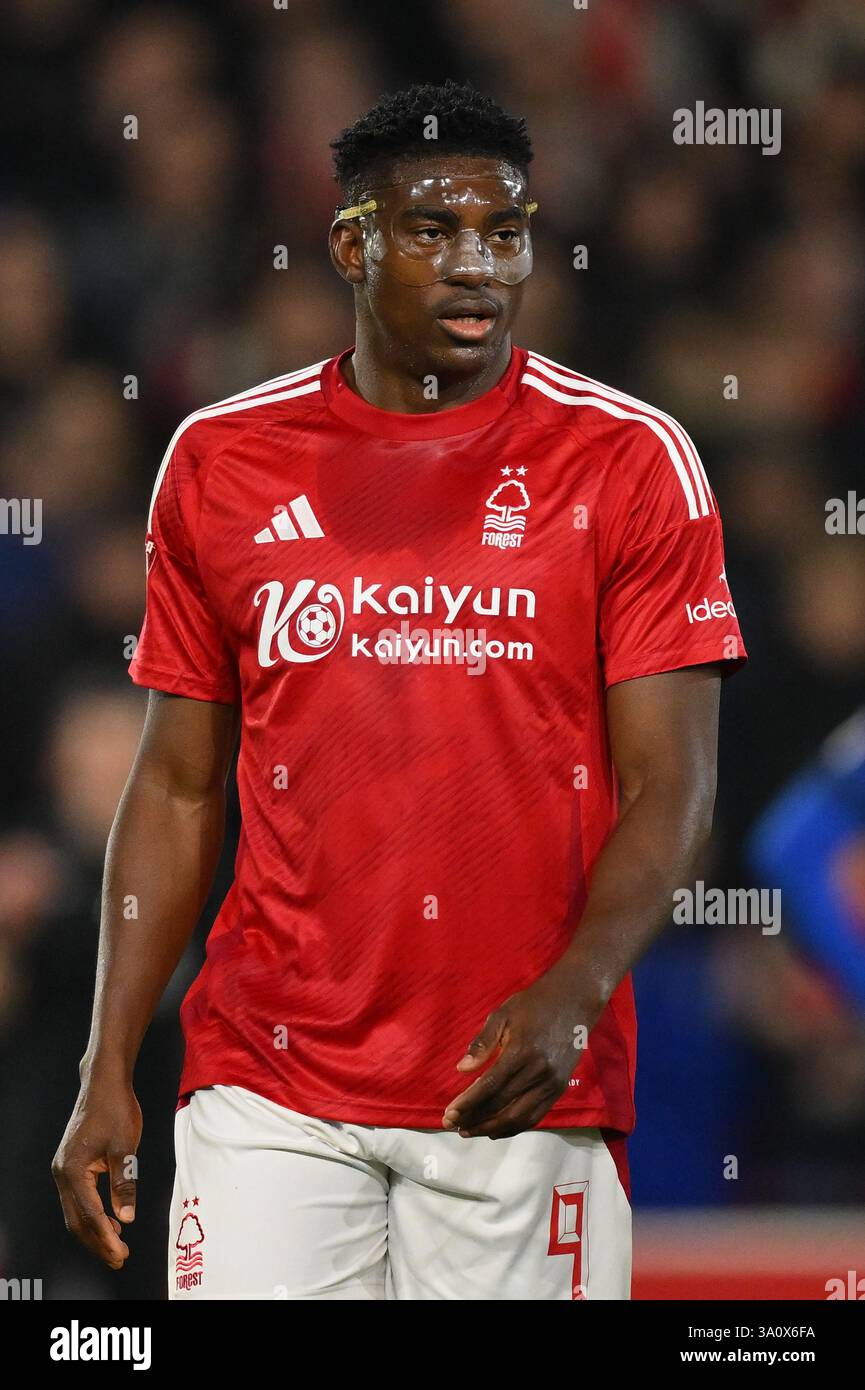 Taiwo Awoniyi of Nottingham Forest wearing a face mask during the ...
