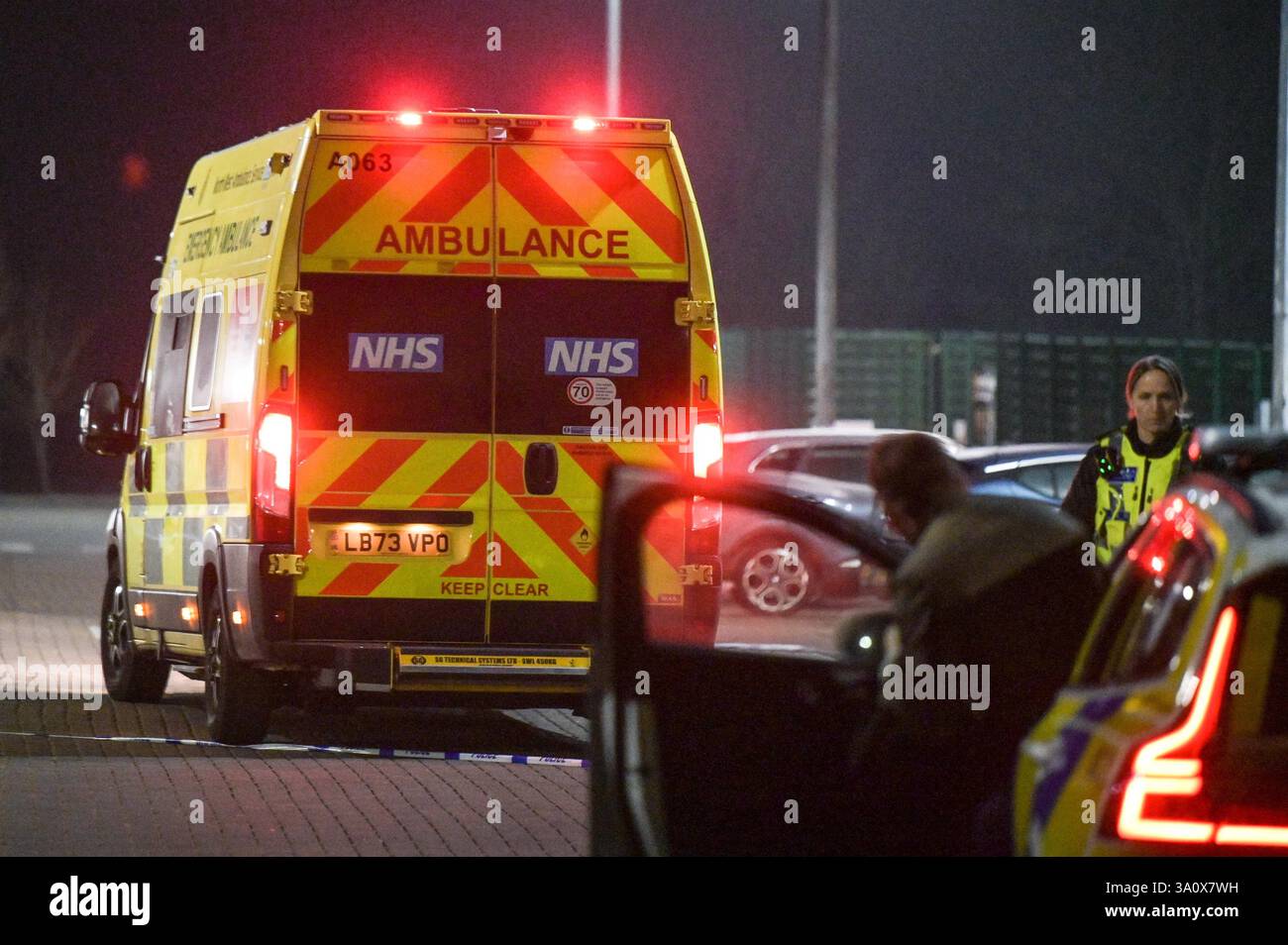 Shap Road, Kendal, Cumbria 4th March 2025: An ambulance arrives to ...