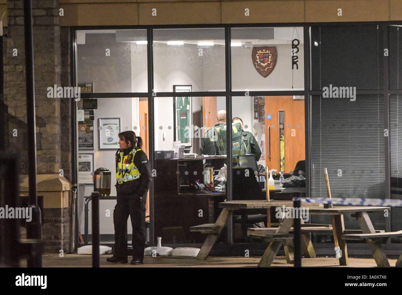 Shap Road, Kendal, Cumbria 4th March 2025: An ambulance arrives to ...