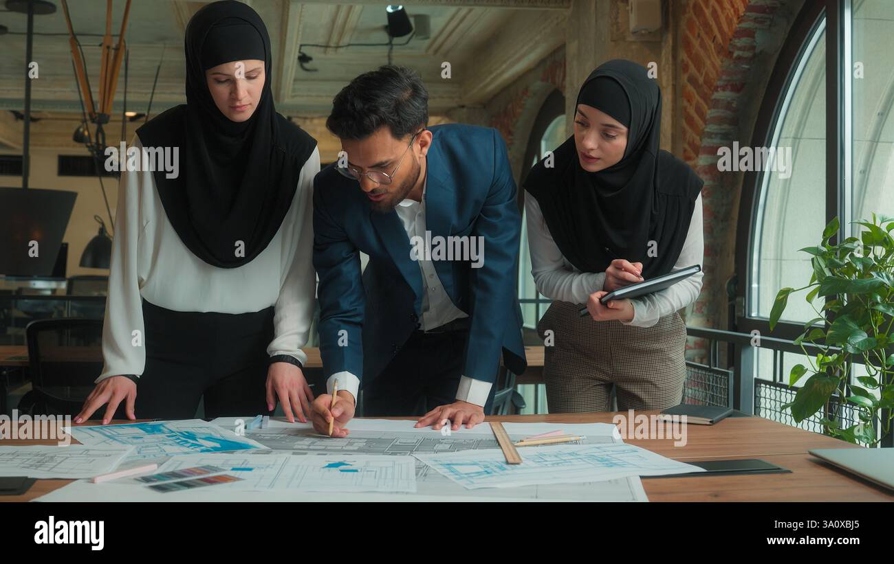 Arabian Muslim team coworkers business partners businessman ...