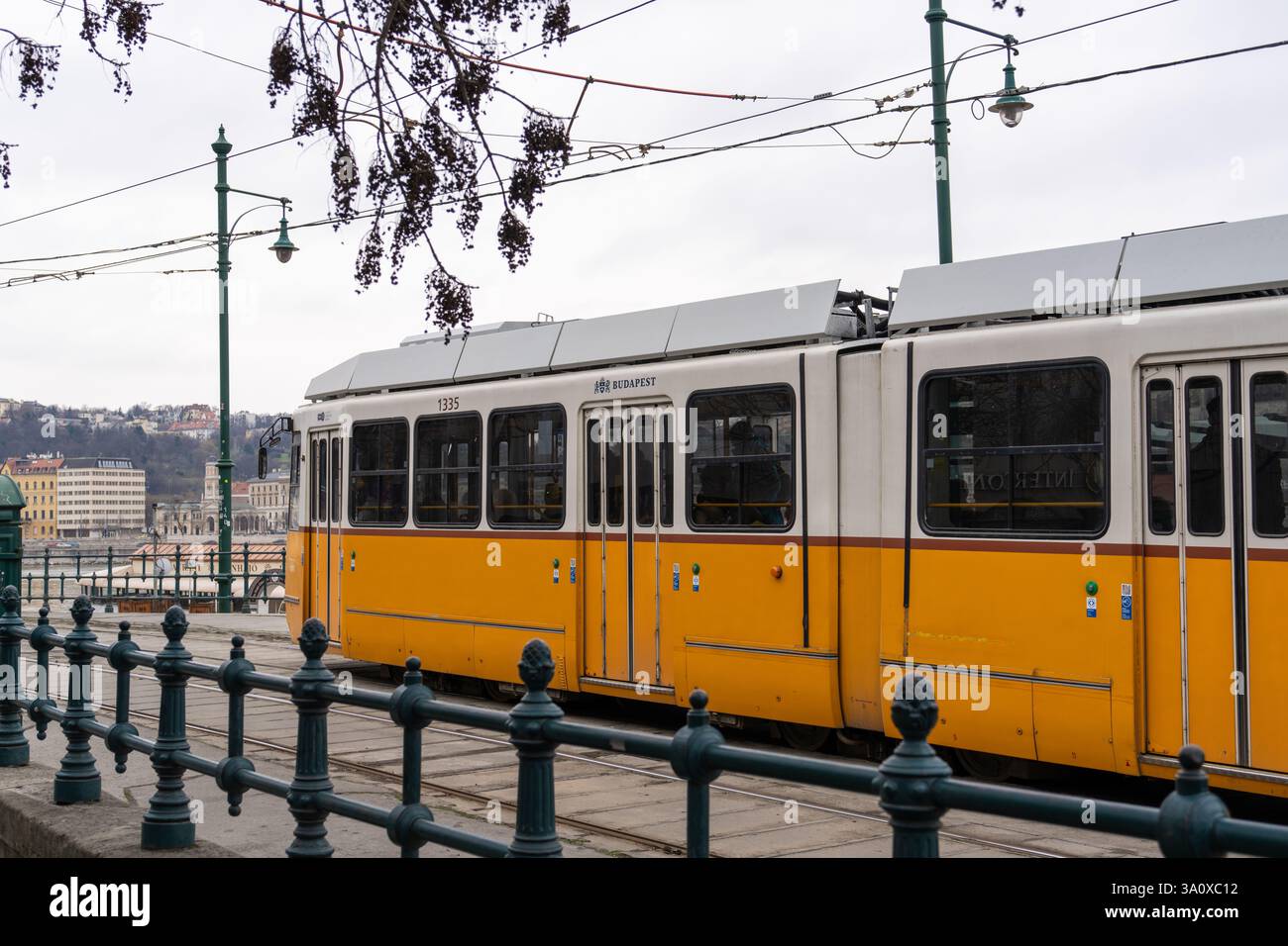 Budapest, Hungary - Feb. 2, 2025: Budapest's Tram line 2 runs along ...