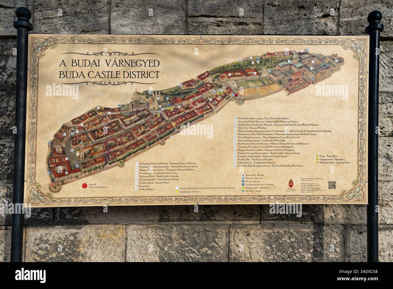 Budapest, Hungary - Jan. 31, 2025: Buda Castle District map on Palota ...