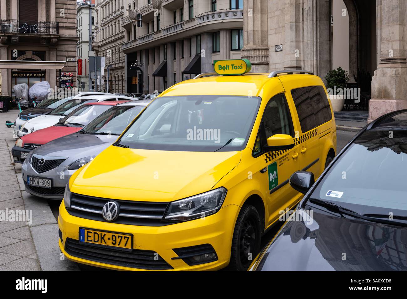 Budapest, Hungary - Feb. 2, 2025: Bolt Taxi ride-hailing service is ...