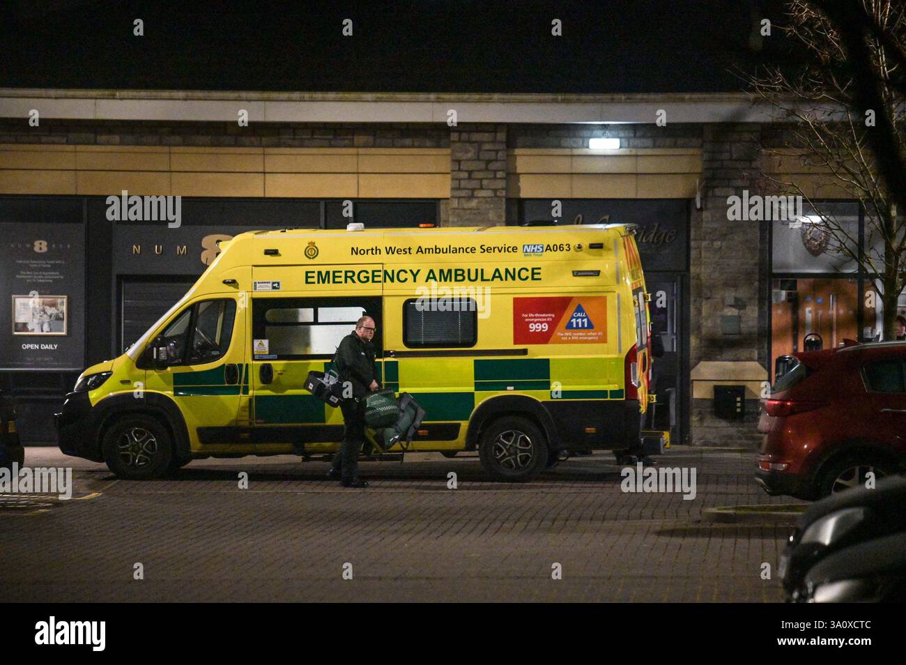 Shap Road, Kendal, Cumbria 5th March 2025: An ambulance arrives to ...