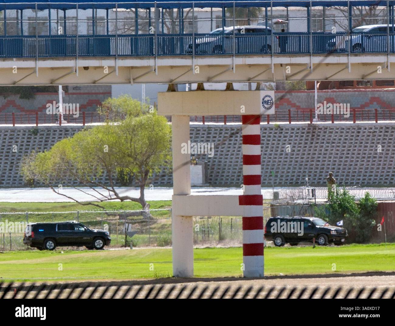 Vice President JD Vance's motorcade passes under the Eagle Pass ...
