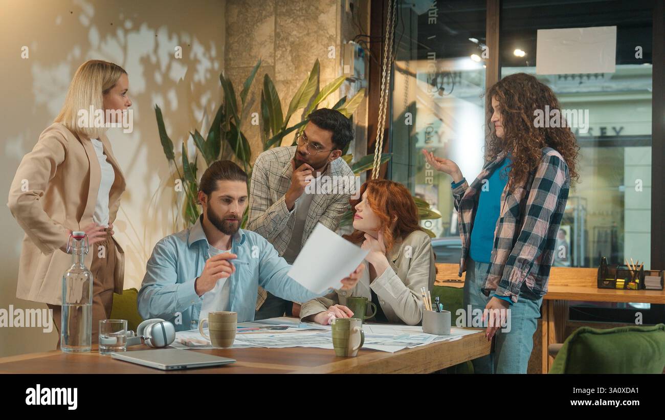 Coworking group business team architects designers students men women ...
