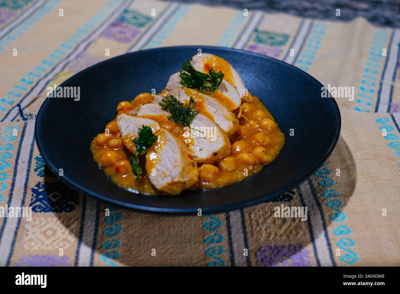 Contemporary rendition of traditional "Garbanzo en Amarillo" indigenous ...