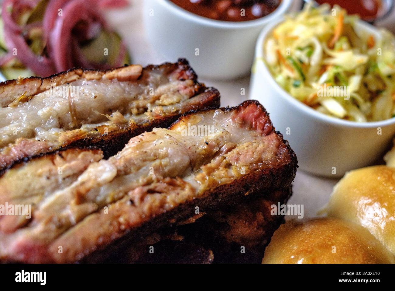 Smoked St Louis style BBQ Pork Ribs Stock Photo - Alamy