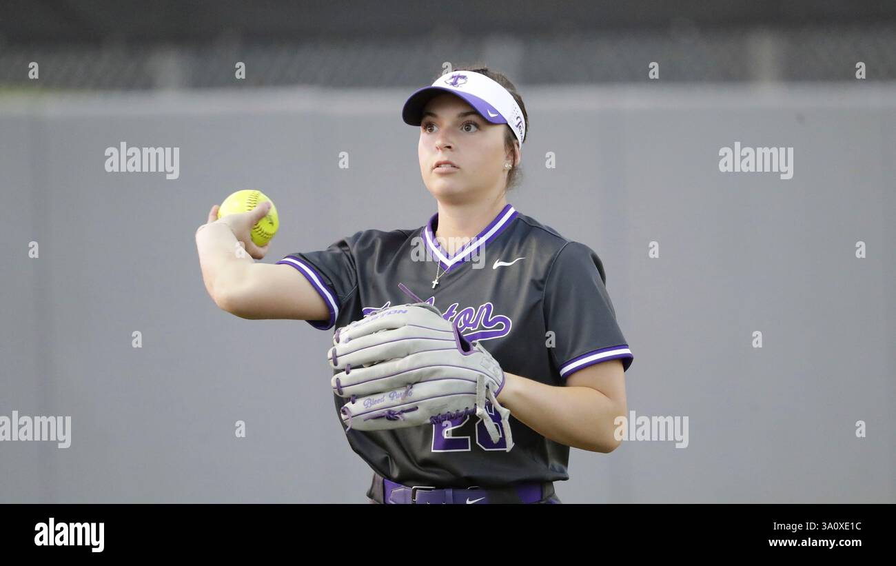 Tarleton State outfielder Riley McDaniel during an NCAA softball game ...