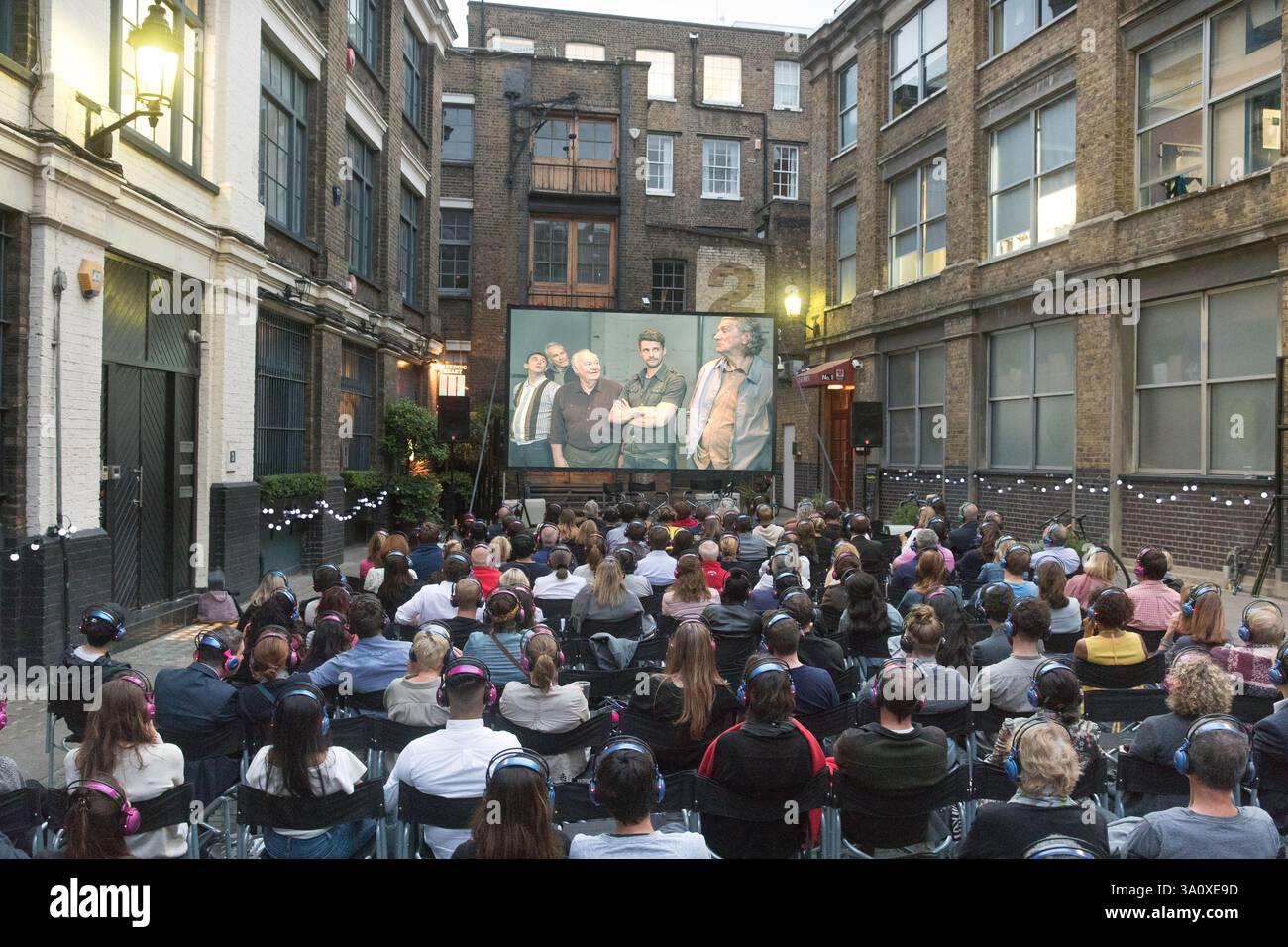 Outdoor Cinema by Nomad at Bleeding Heart Yard Stock Photo - Alamy