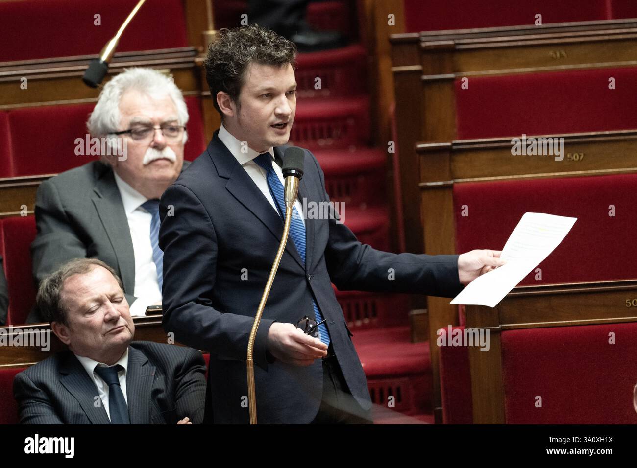 Paris, France. 15th Sep, 2021. Deputy Edouard Benard attends a session ...