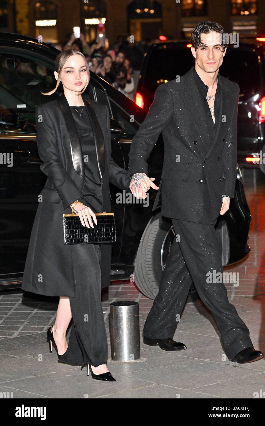 Dove Cameron, Damiano David arriving at Tom Ford show during Paris Fashion Week in Paris, France ...