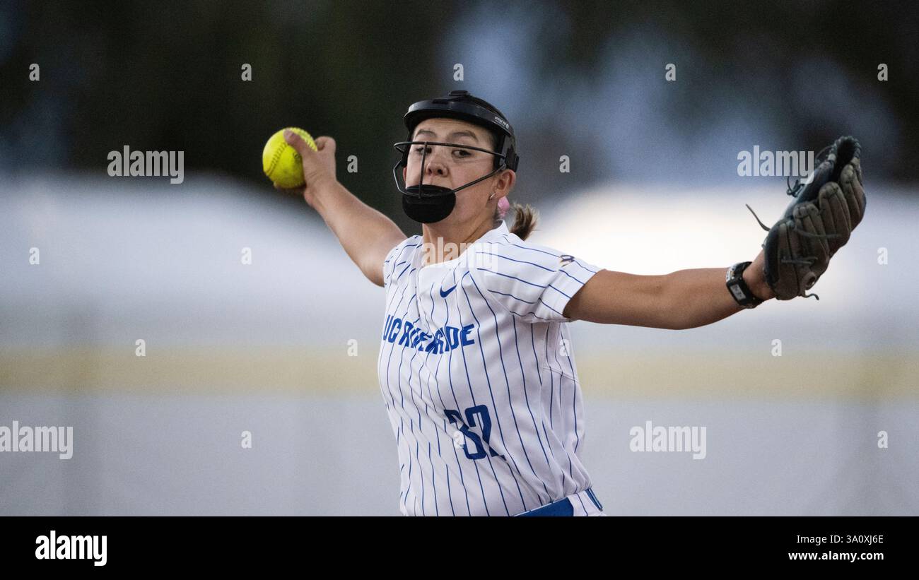UC Riverside starting pitcher Brooke Perez delivers a pitch during an ...