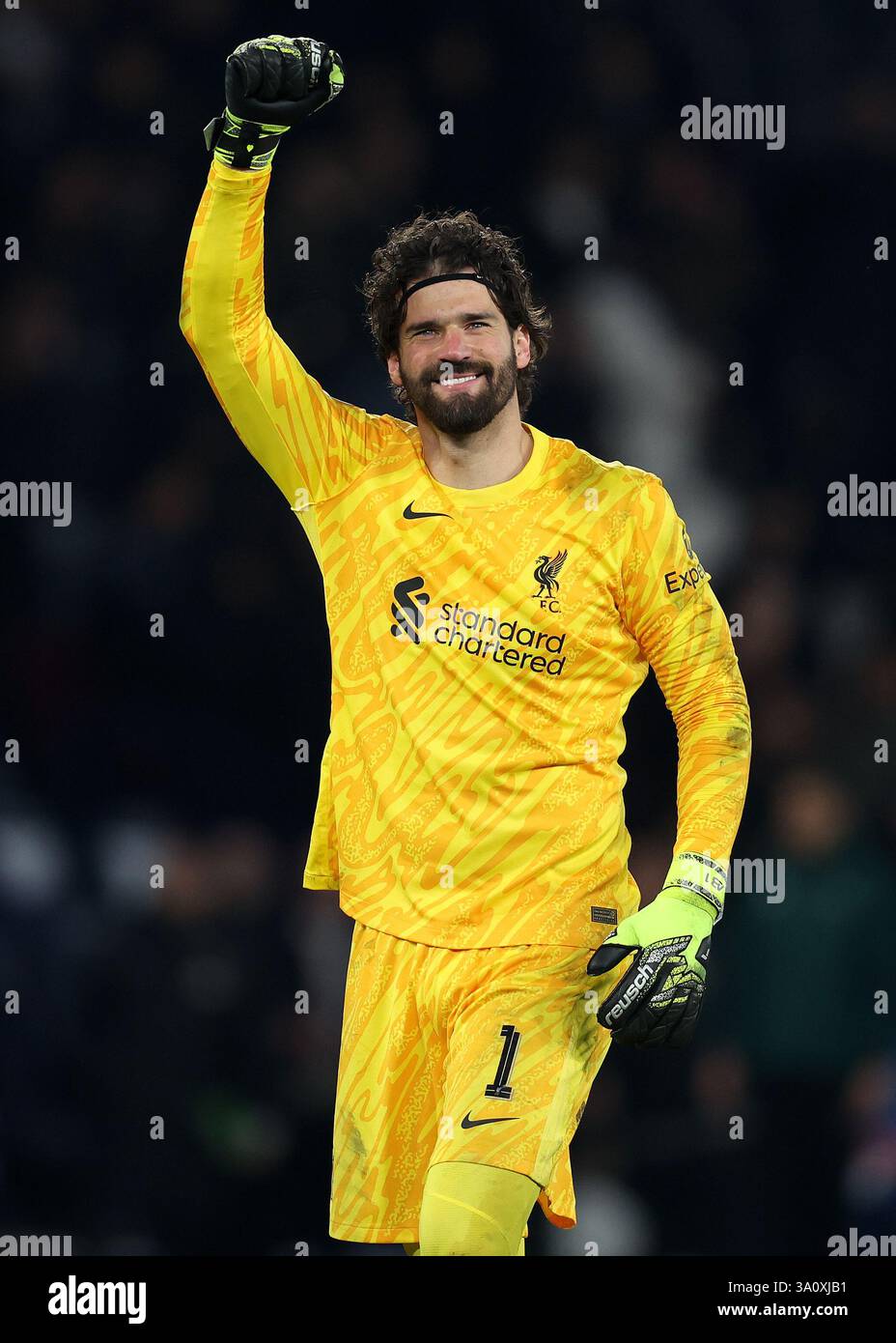 Paris, France. 5th Mar, 2025. Alisson Becker of Liverpool celebrates ...