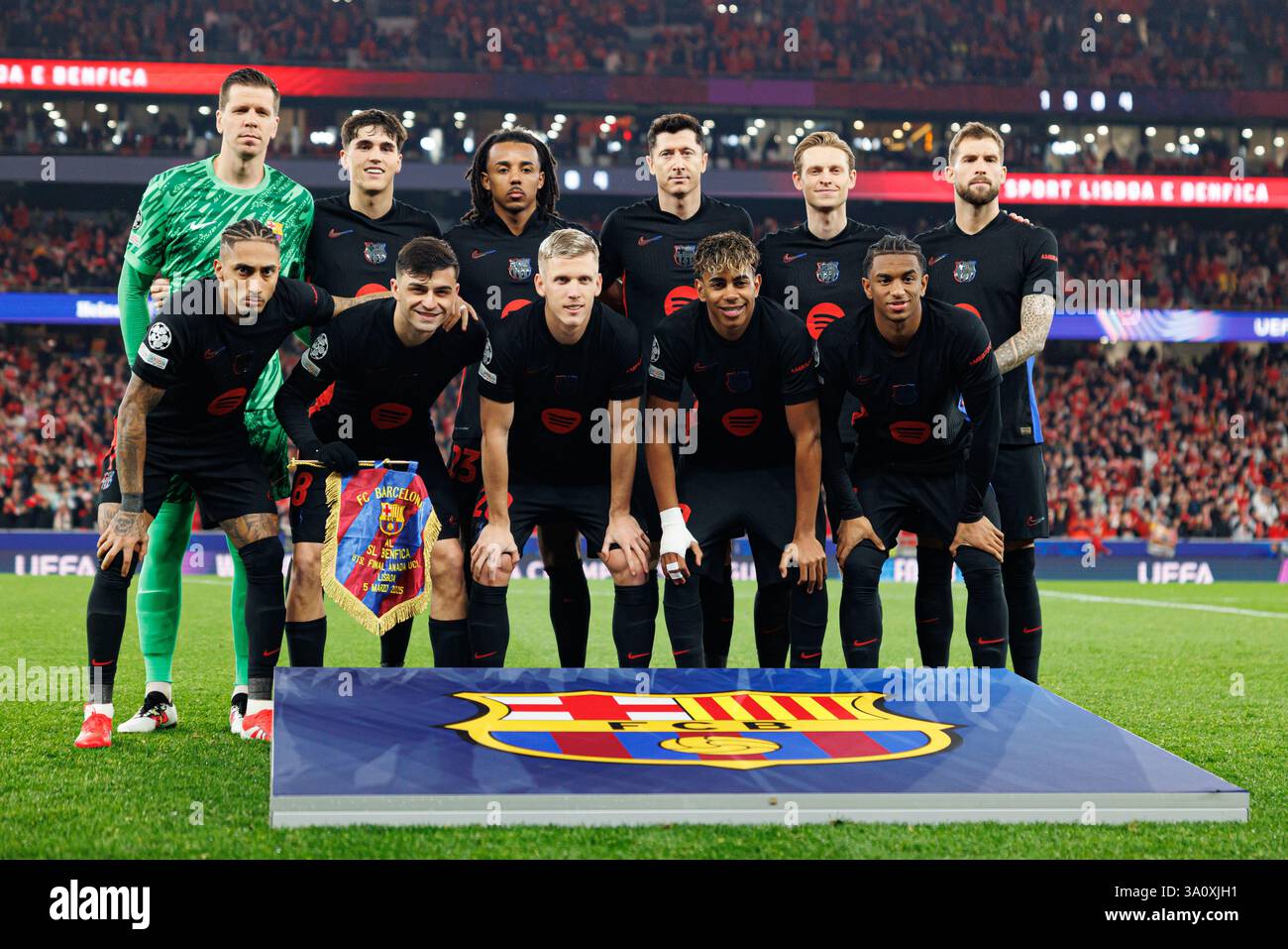 Lisbon, Portugal. 5th Mar 2025. Team of FC Barcelona seen during UEFA ...