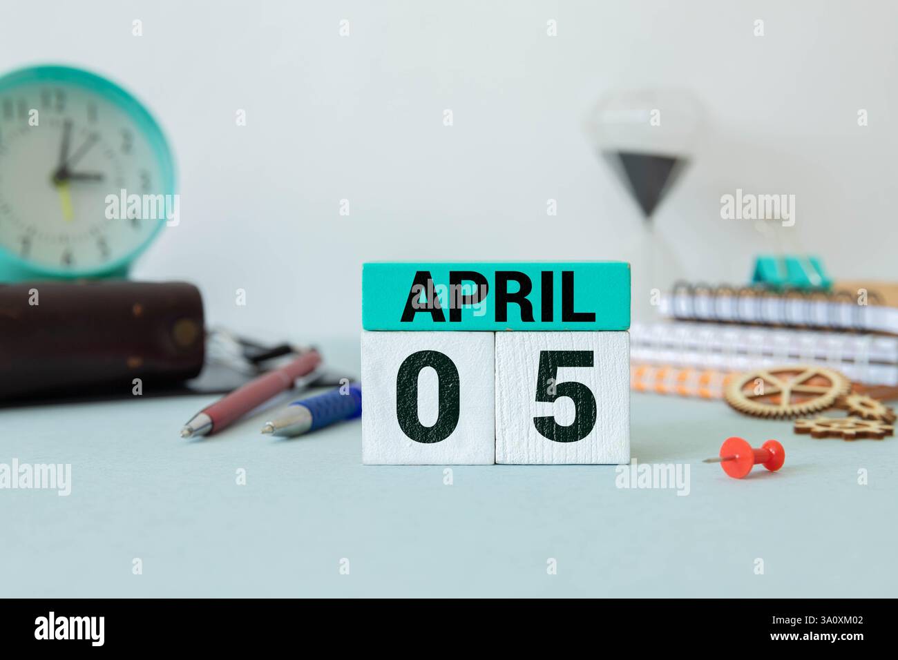 April 5th. Image of april 5 wooden color calendar on white background ...