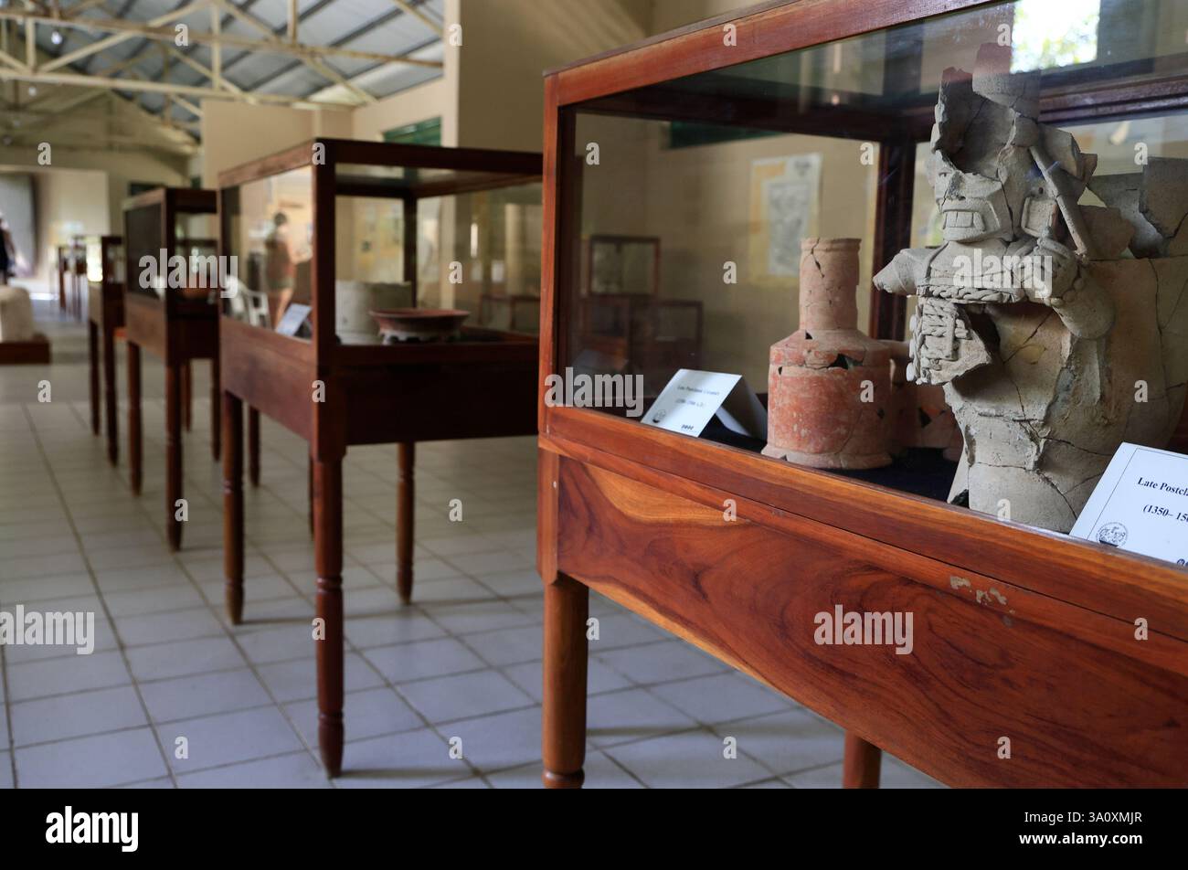Archaeological discoveries display in the museum of Lamanai ...