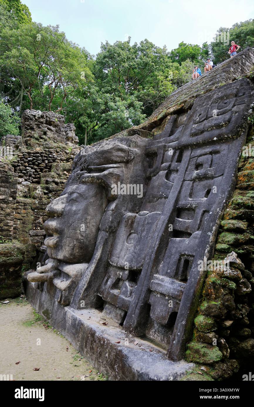 Mask Temple in Mayan archaeological site of Lamanai.Orange Walk ...