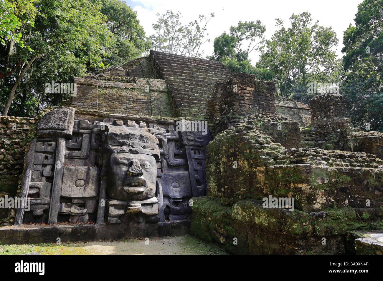 Mask Temple in Mayan archaeological site of Lamanai.Orange Walk ...