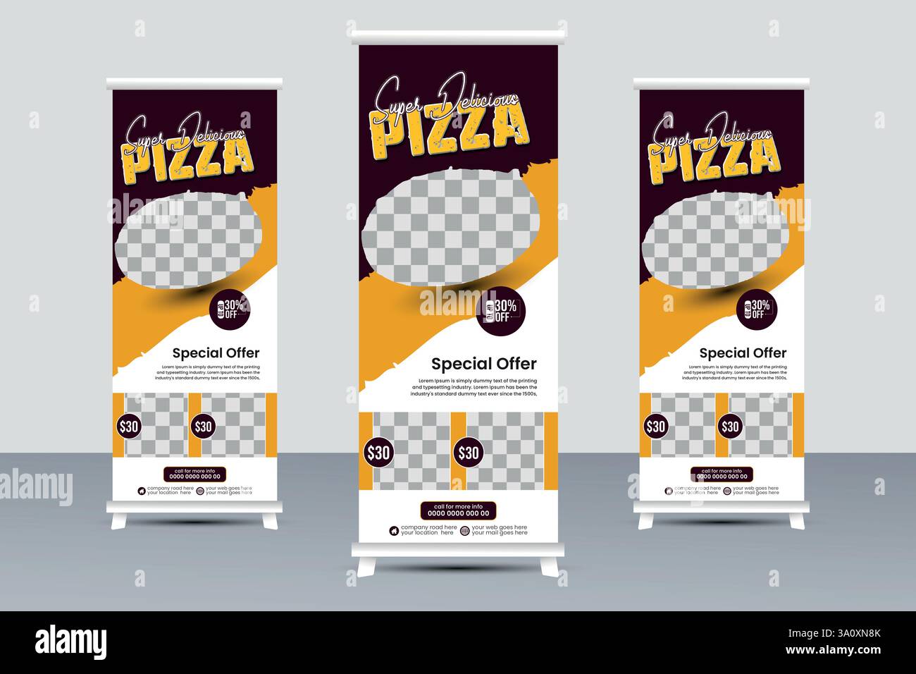 Creative Food Roll-Up Banner Design for Restaurant, Modern Food Roll-Up Banner Template Stock ...