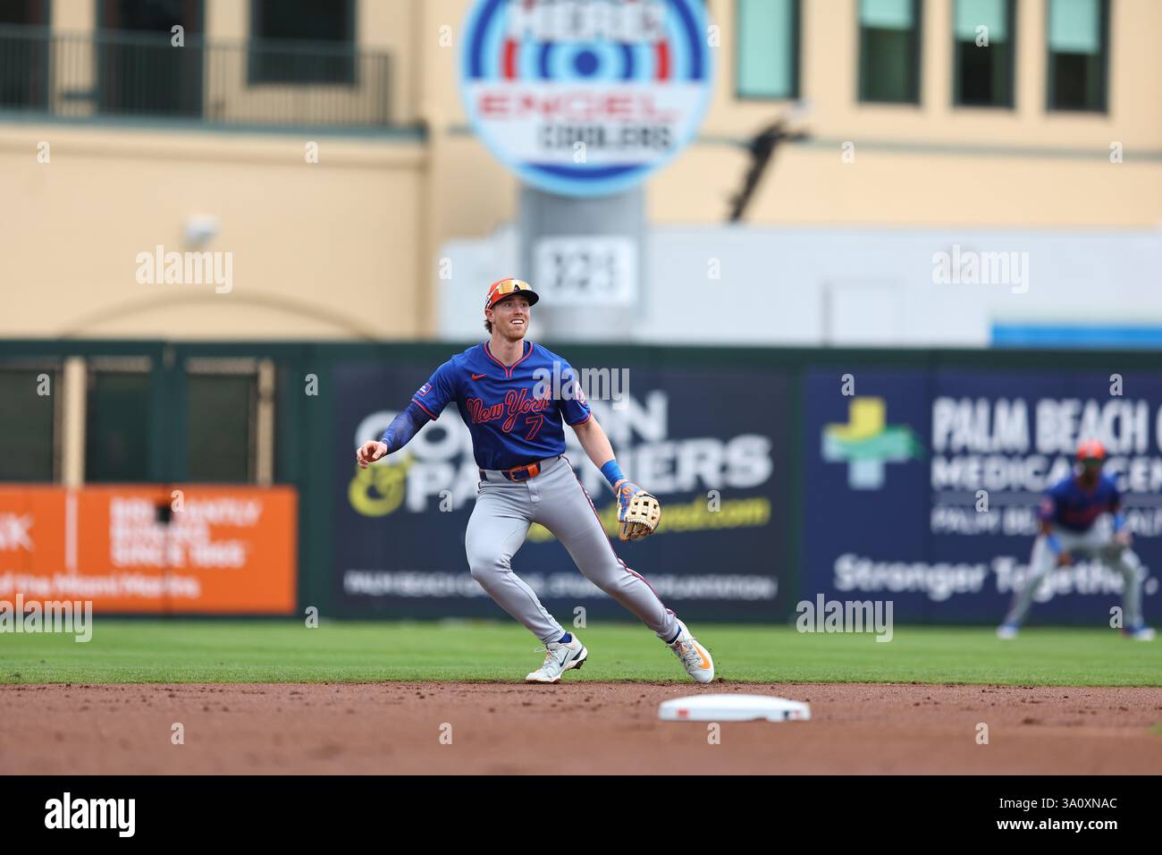 New York Mets 2B Brett Baty #7 gets set during the first inning of a ...