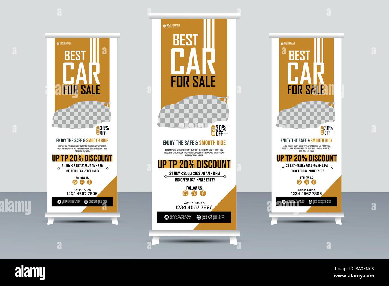 Car Rental Roll Up Banner Design ,Vehicle Hire Service Standee Stock ...