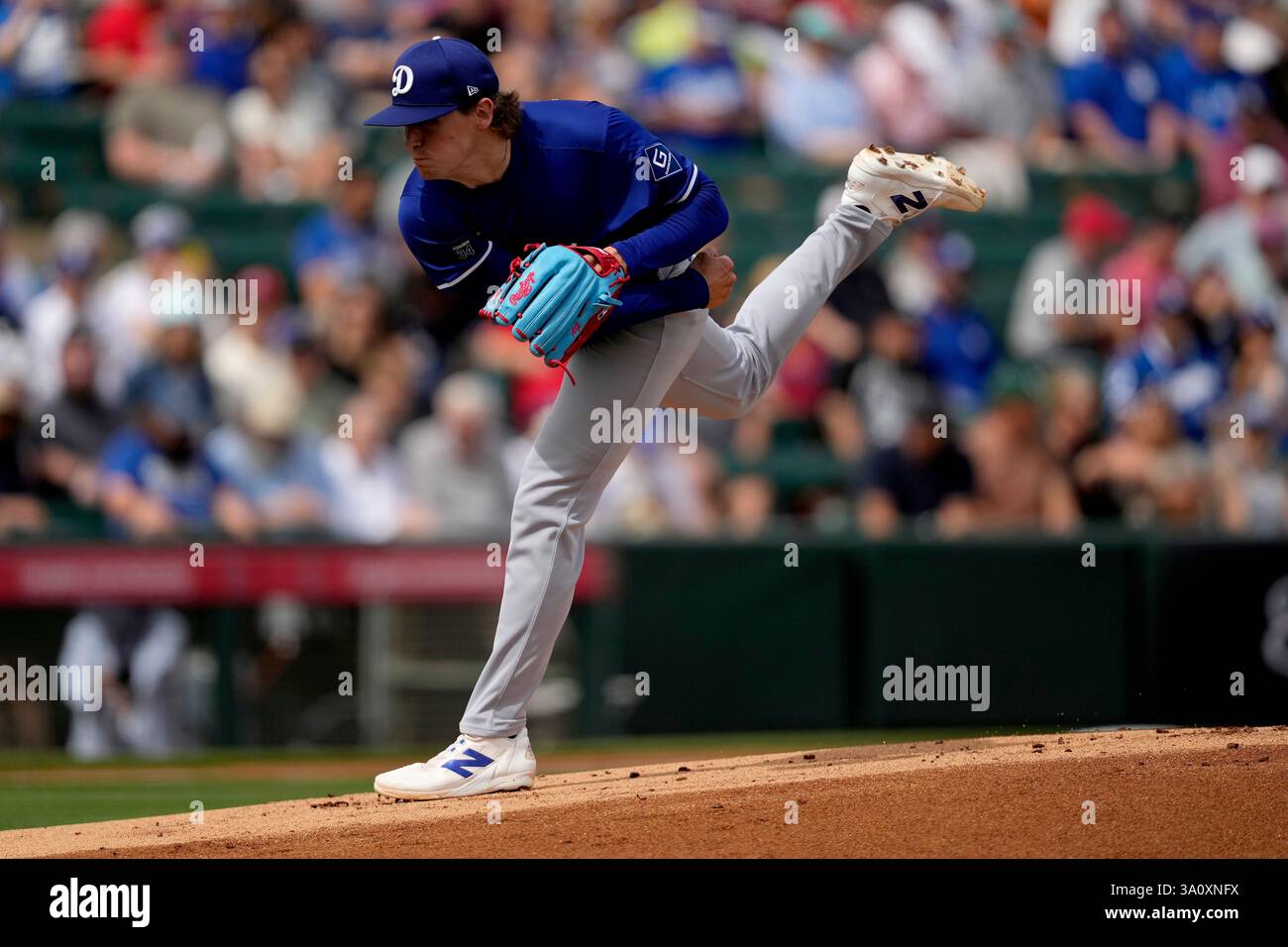 Los Angeles Dodgers pitcher Landon Knack throws against the Los Angeles ...