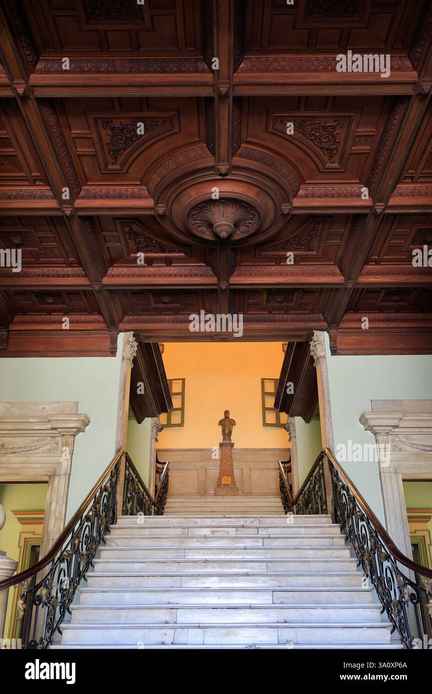 The main staircase in the historic National Palace of El Salvador.San ...