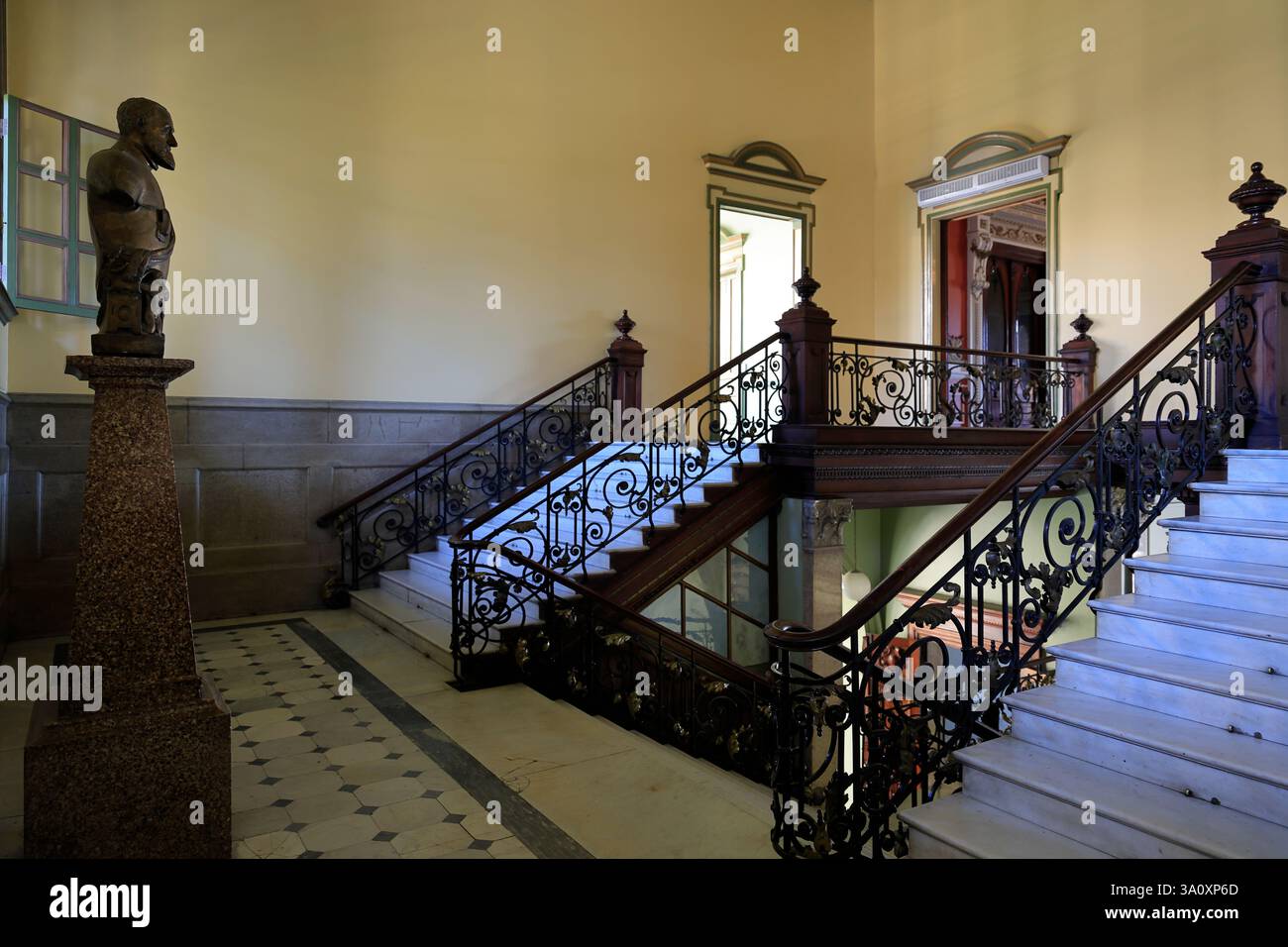 The main staircase in the historic National Palace of El Salvador.San ...