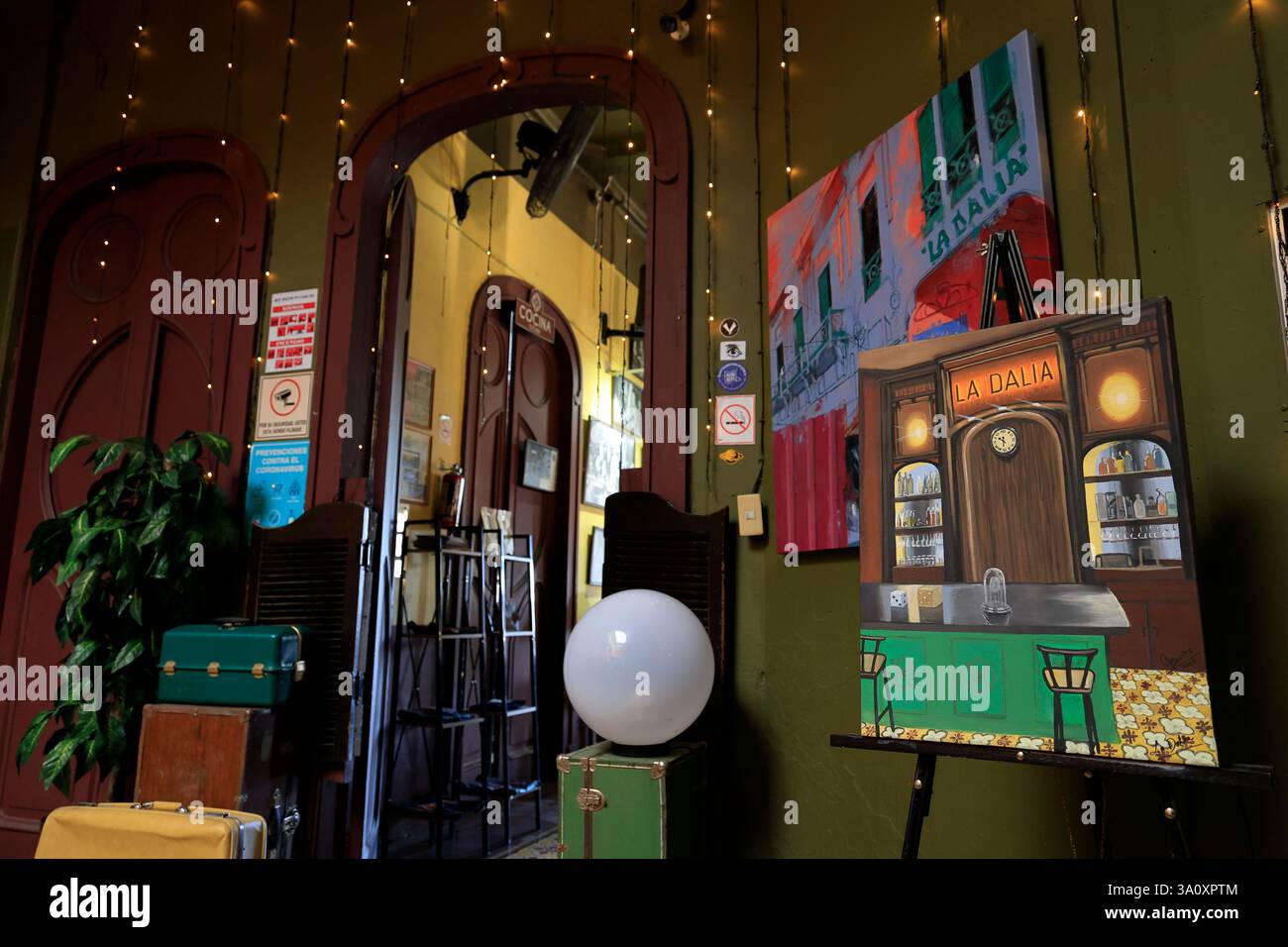 The interior entrance door to Club La Dalia a historic billiards club ...