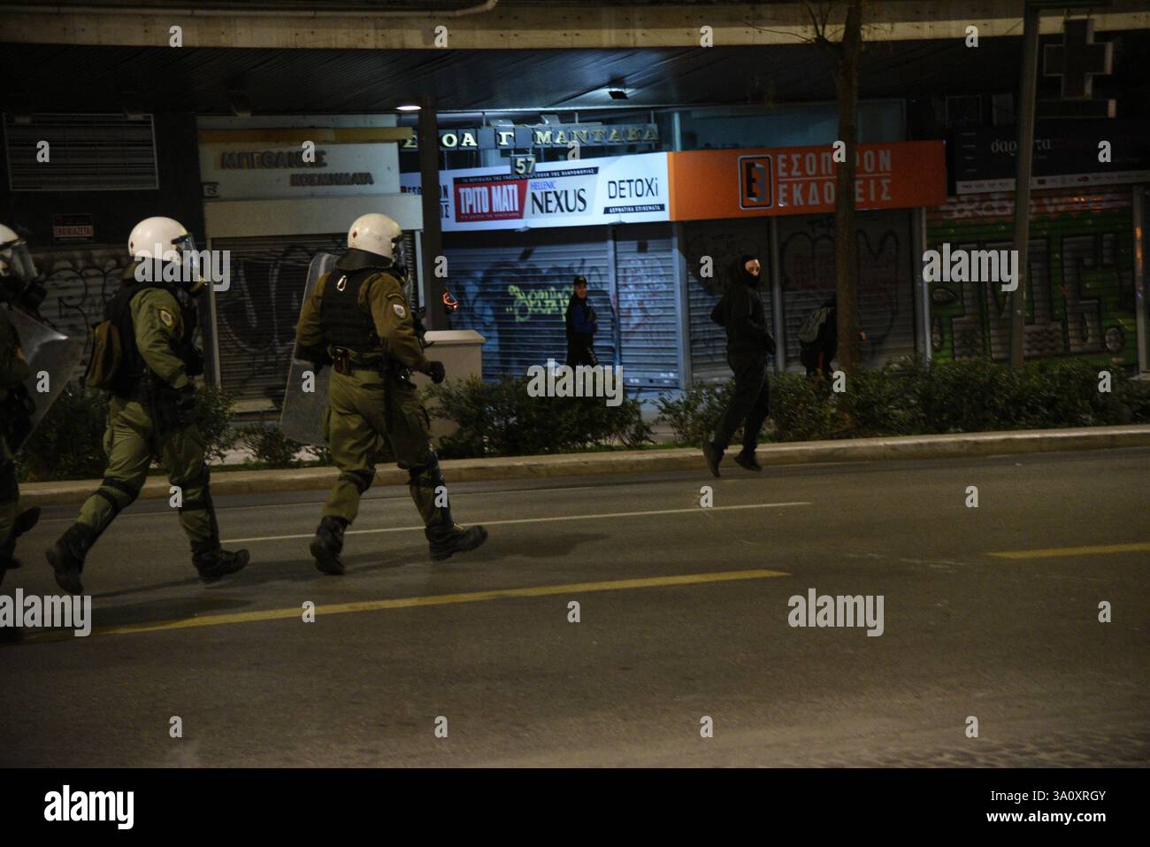 Athens, Greece. 05th Mar, 2025. Athens, Greece, March 5, 2025. Riot ...