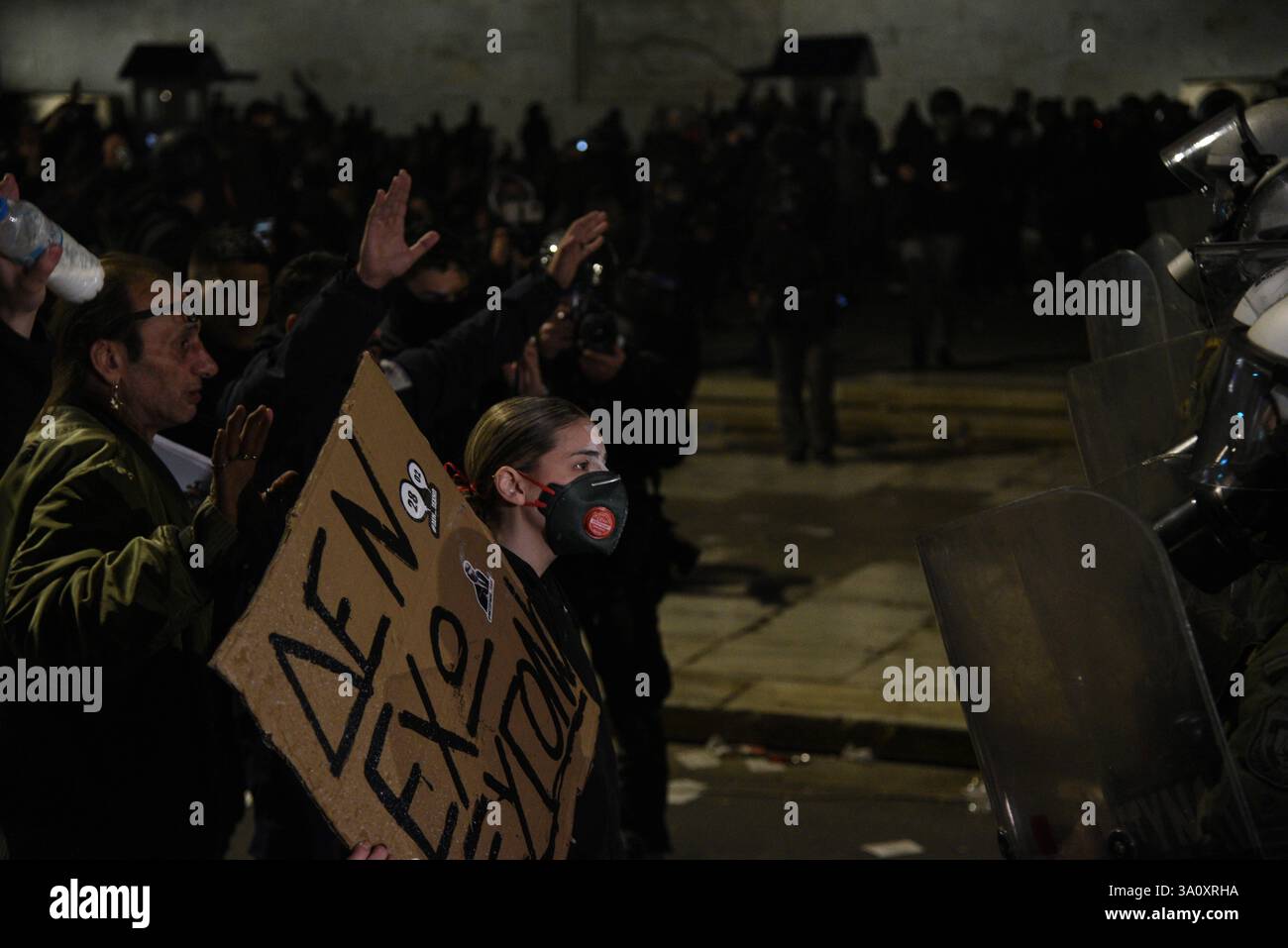Athens, Greece, March 5, 2025. Riot police clashes with protestors ...