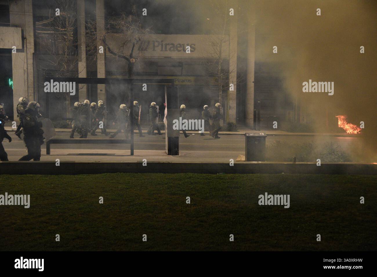 Athens, Greece, March 5, 2025. Riot police clashes with protestors ...