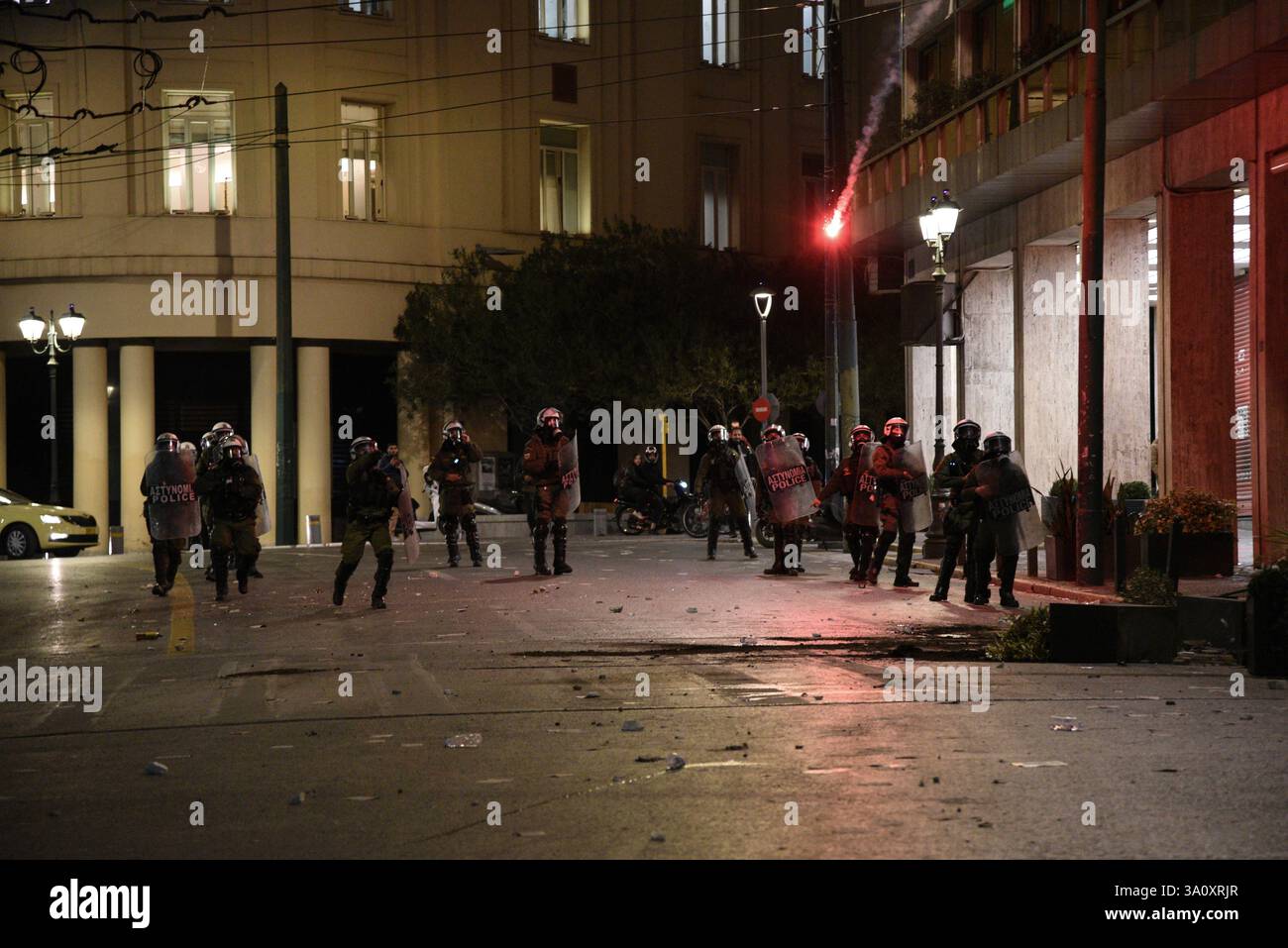 Athens, Greece. 05th Mar, 2025. Athens, Greece, March 5, 2025. Riot ...