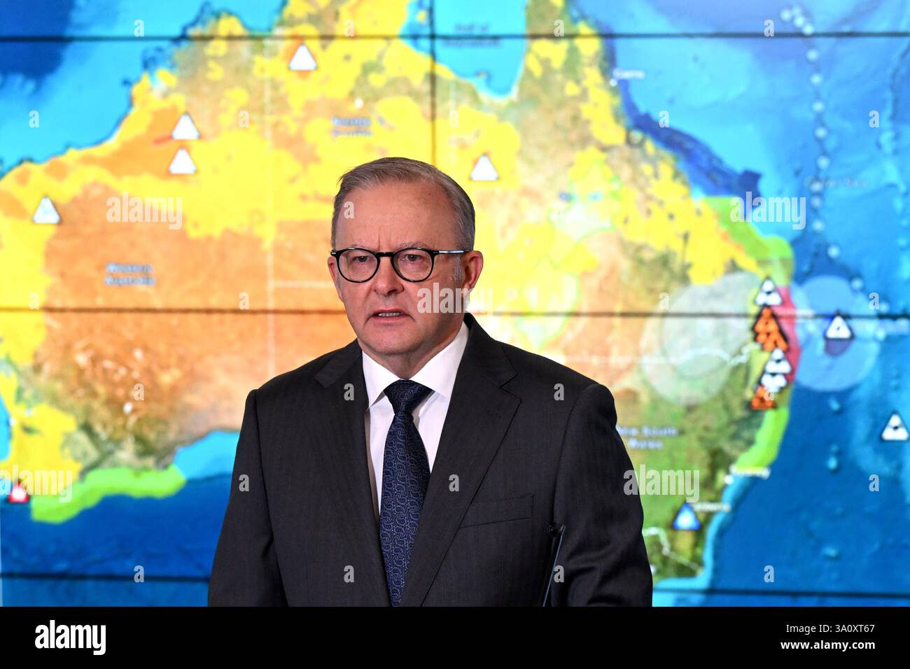 Australian Prime Minister Anthony Albanese speaks to the media during a ...